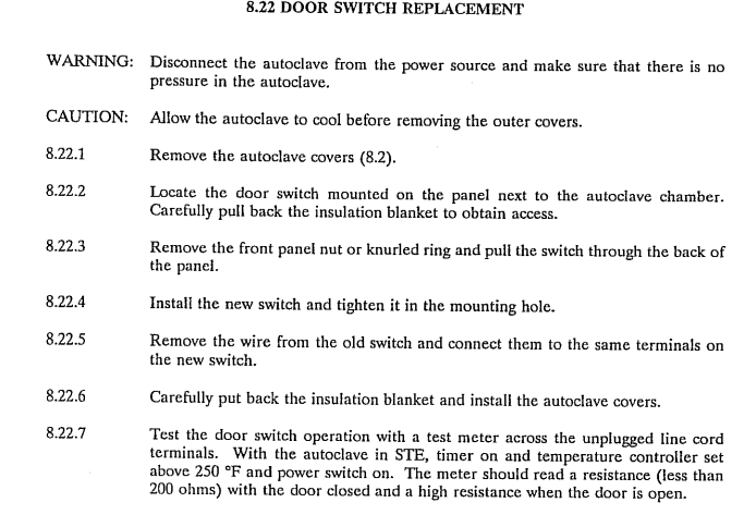 How to replace Door Switch M/MK – Tuttnauer