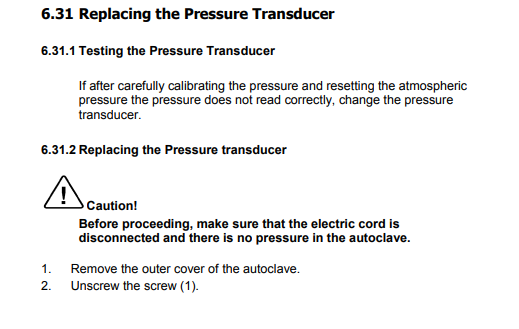 How to replace the Pressure Transducer – Tuttnauer