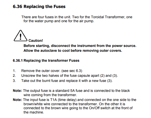 How to replace the Fuses – Tuttnauer