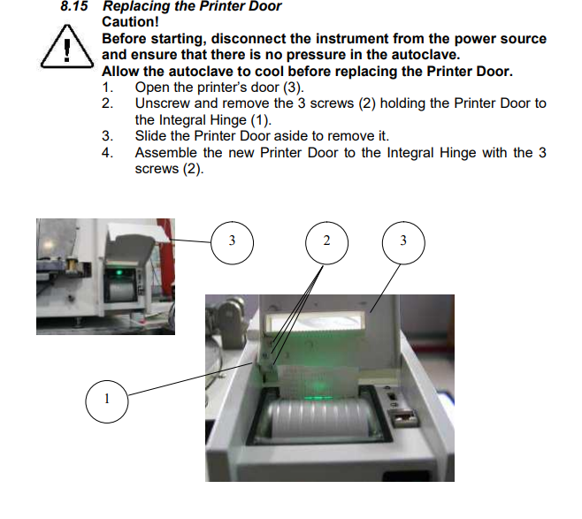 How to replace the Printer Door – Tuttnauer